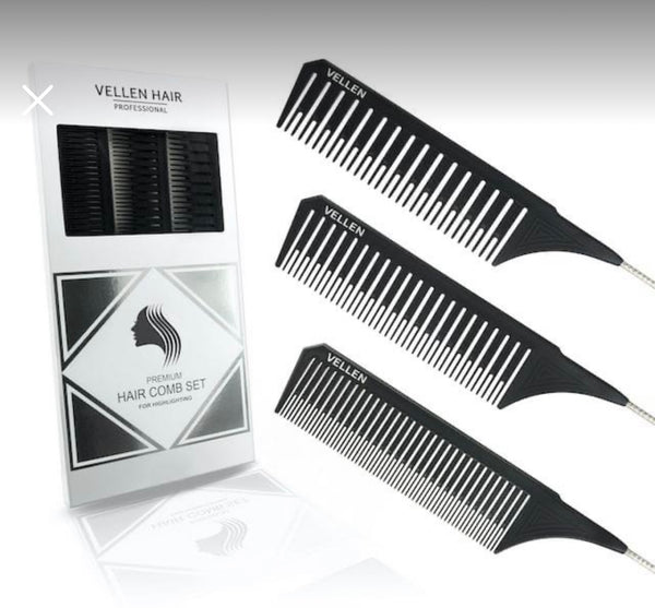 Vellen Weave Tail Comb perfect for highlights set of 3 sizes | the-lick-uk