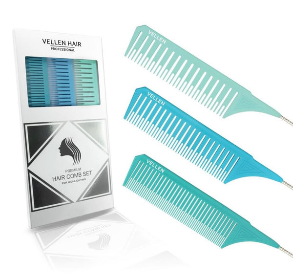 Vellen Weave Tail Comb perfect for highlights set of 3 sizes | the-lick-uk